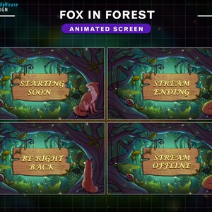 Animated Stream Screens Red Fox in Forest, Rainy Night Forest Twitch ...