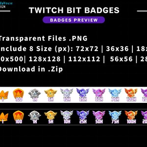 Full Set Metal Crown Twitch Bit Badges, Ranking Twitch Bit Badges Set ...