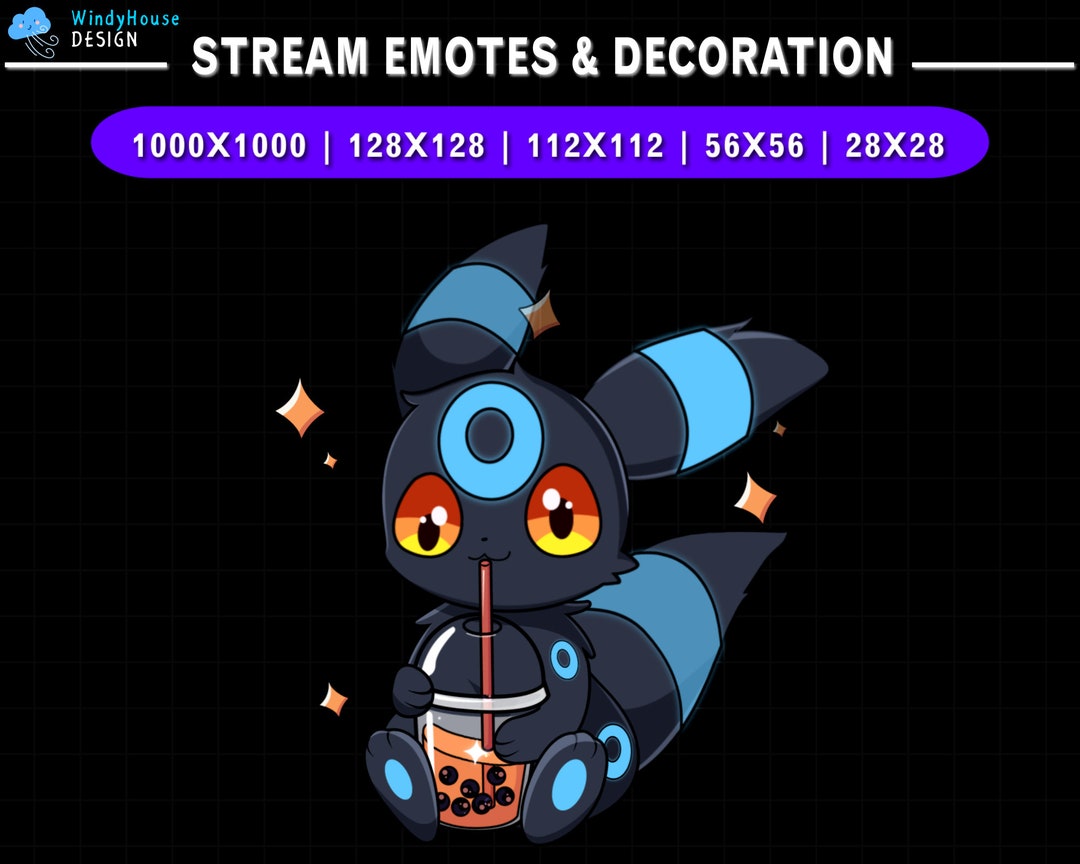 Animated Umbreon Drink Boba Tea Twitch Emote, Cute Kawaii Pokemon ...