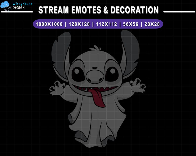 Animated Ghost Stitch Twitch Emote, Stitch Stream Emote, Discord Emote ...