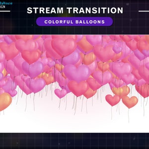 Animated Stream Transition Heart Balloons, Twitch OBS Scenes Stinger ...