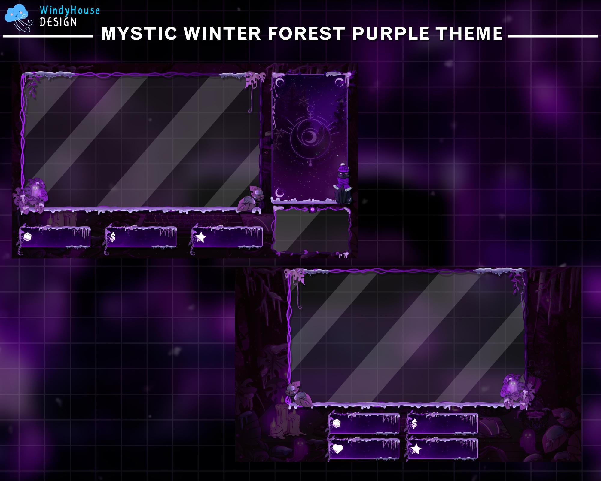 Animated Mystic Winter Forest Stream Package, Purple Witch Desk Twitch ...