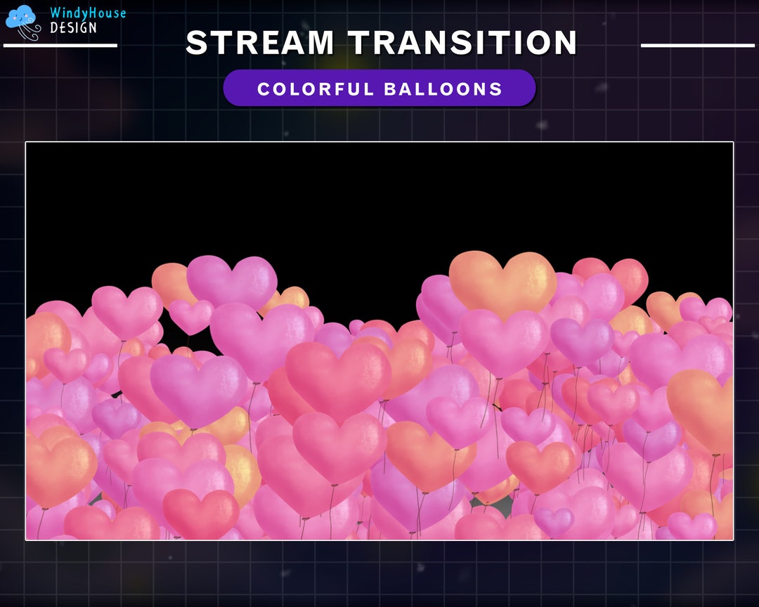 Animated Stream Transition Heart Balloons, Twitch OBS Scenes Stinger ...