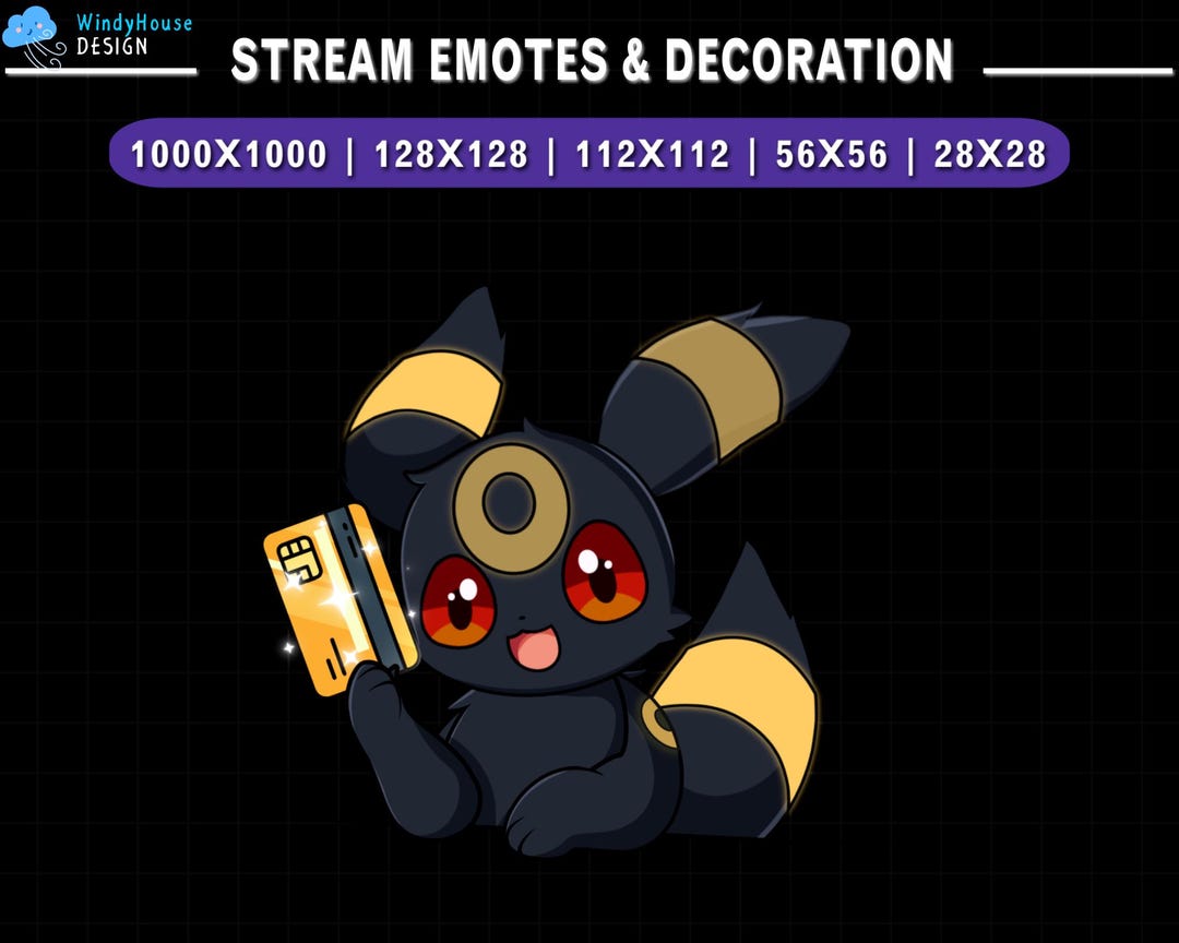 Animated Dark Umbreon Credit Card Twitch Emotes, Eevee Evolution Emotes ...