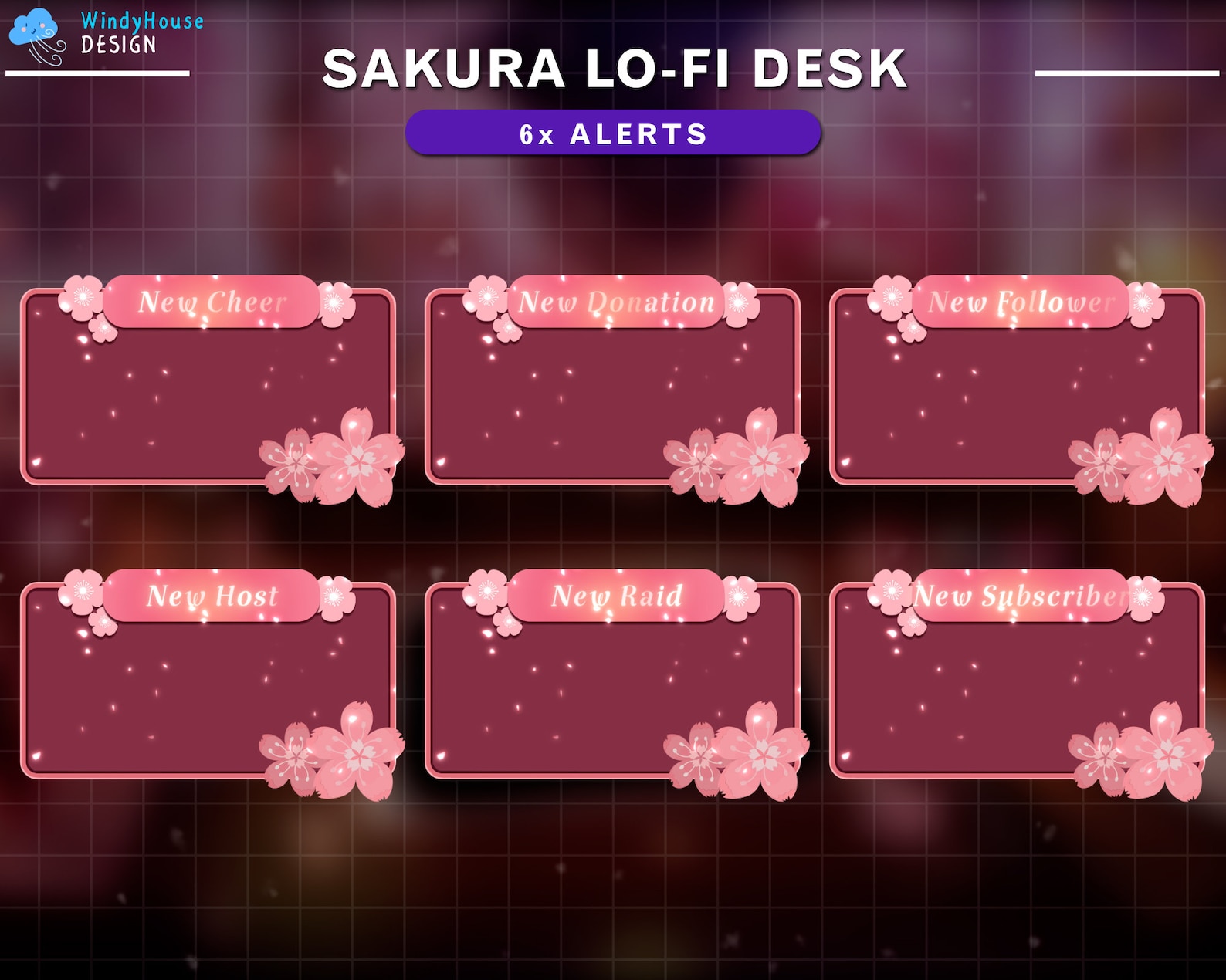 Animated Cherry Blossom Lo-fi Desk Twitch Pack, Aesthetic Kawaii Sakura ...