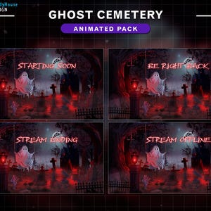 Animated Stream Package Cemetery Ghost , Halloween Twitch Overlay ...