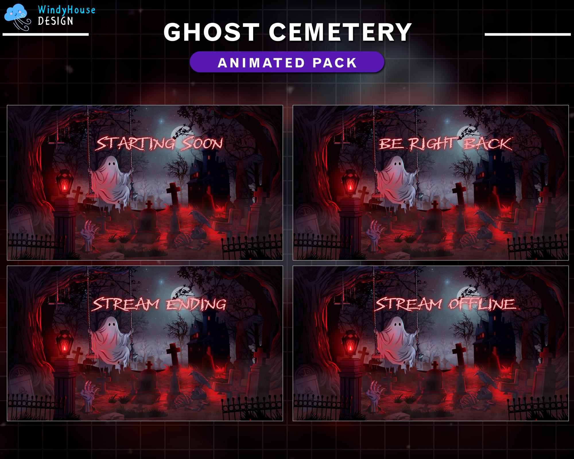 Animated Stream Package Cemetery Ghost , Halloween Twitch Overlay ...