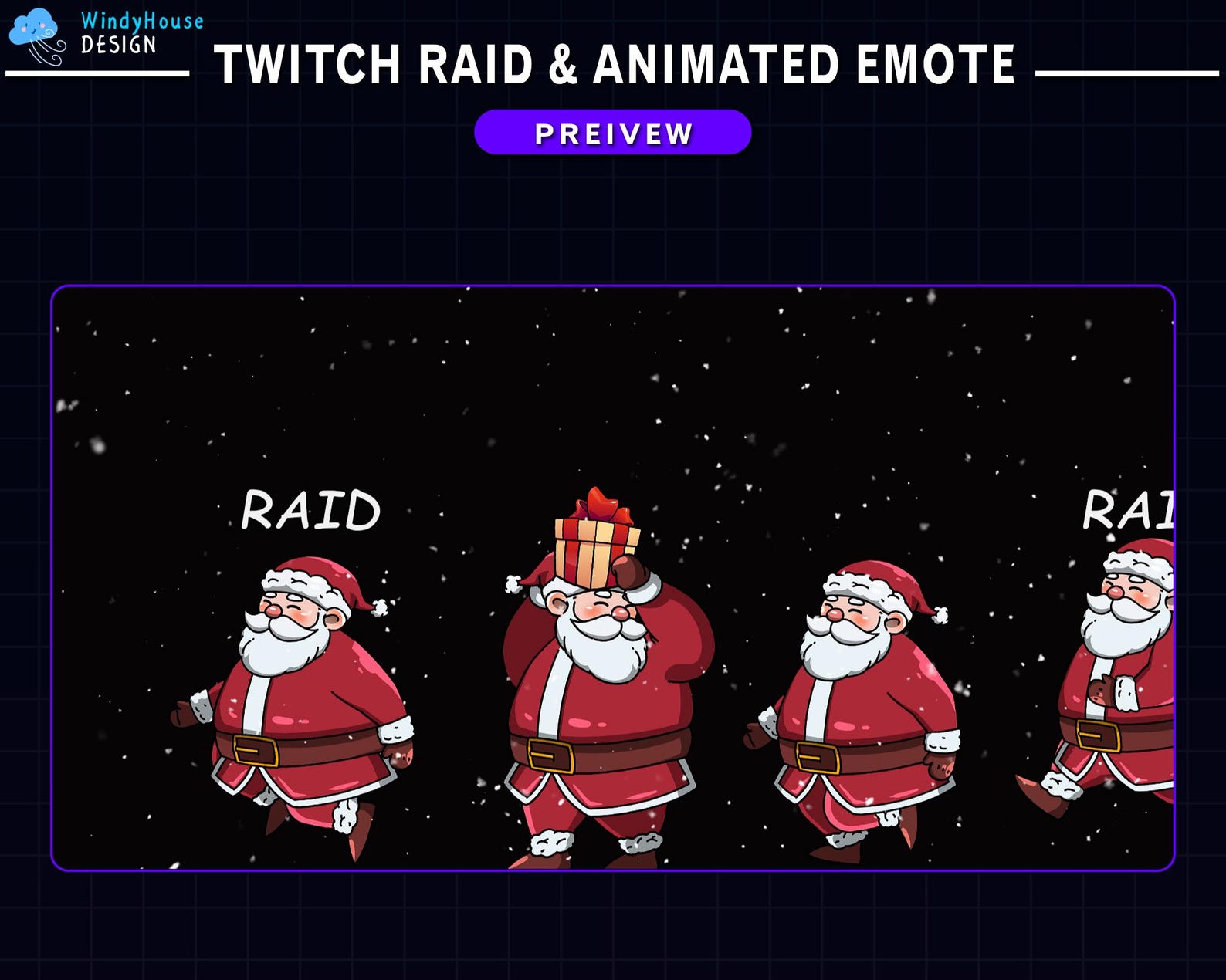Animated Santa Claus Running Twitch Raid Alert Pack, Christmas Raid GIF ...