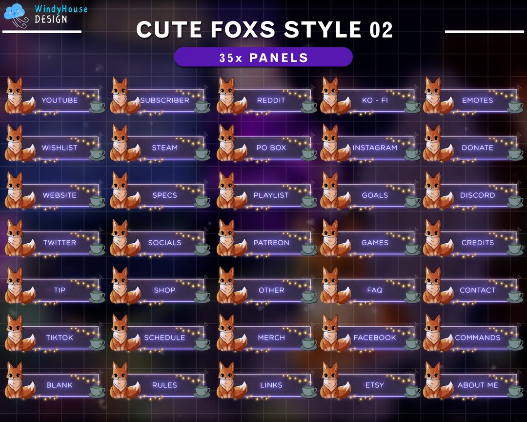 Cute Fox Twitch Panels, Fox Stream Panels for Twitch, Youtube, Discord - Etsy