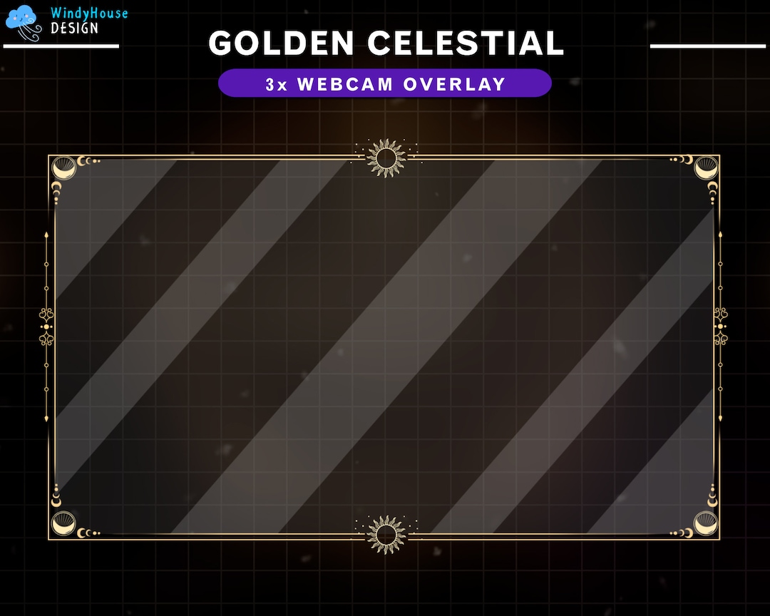 3x Animated Retro Webcam Celestial, Gold Webcam Border for Celestial ...