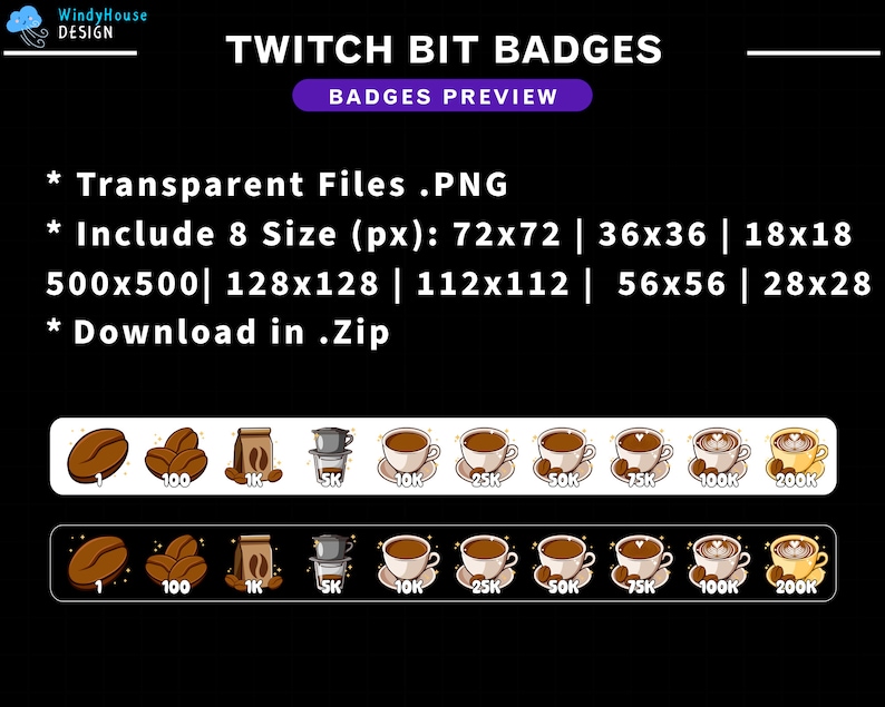 Coffee Mugs Twitch Bit Badges/ Coffee Twitch Bit Badges Set/ Coffee ...