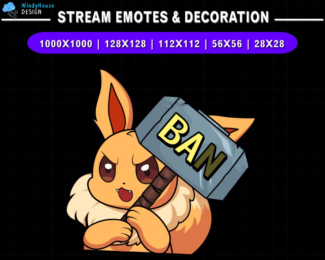 Animated Twitch Emote Eevee BAN, Cute Eevee Twitch Emotes, BAN Emotes ...