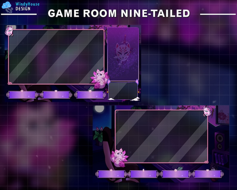 Animated Stream Package Nine-tailed Fox Game Room, Japanese Kitsune ...