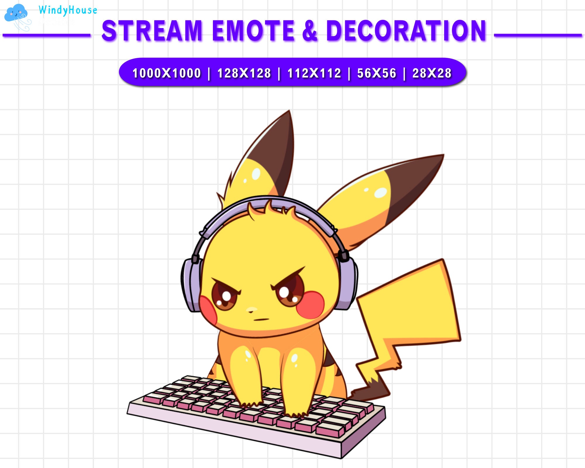 Animated Twitch Emote Pikachu Typing Keyboard, Pikachu Emotes, Cute ...