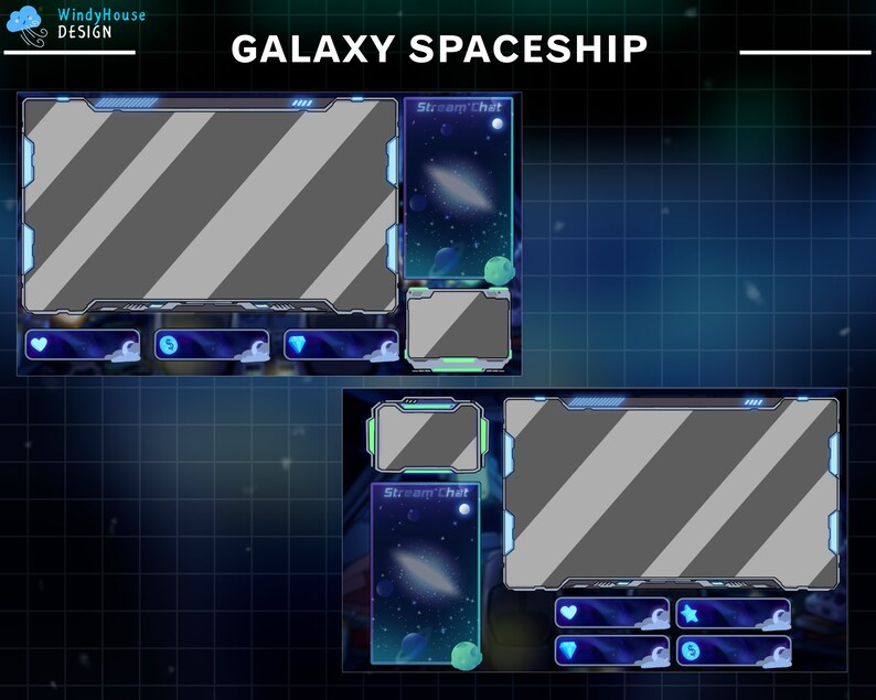 Animated Stream Package Lo-fi Spaceship, Animated Twitch Overlay Galaxy ...
