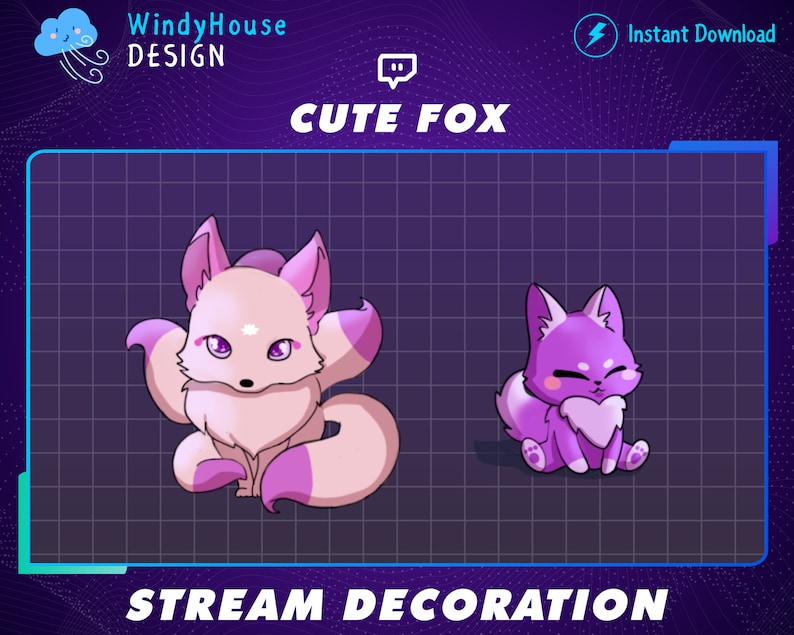 Animated Cute Nine Tailed Fox Stream Decoration Cute Fox - Etsy