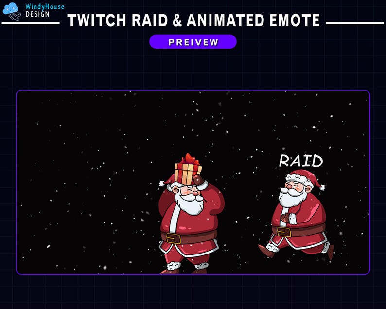 Animated Santa Claus Running Twitch Raid Alert Pack, Christmas Raid GIF ...