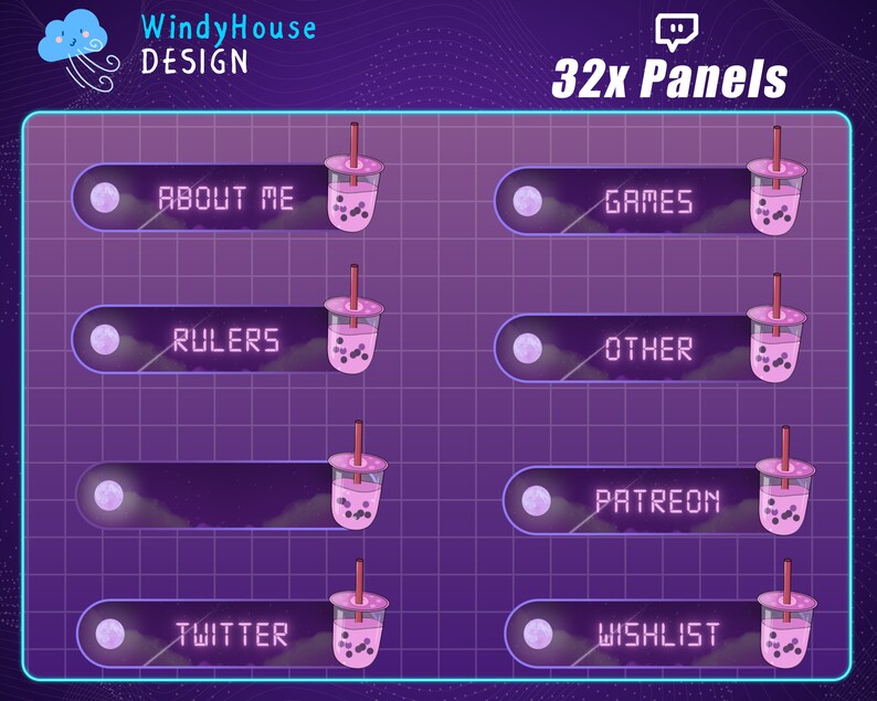 32x Cozy Twitch Panels Twitch Panels Purple Cute Panels for - Etsy