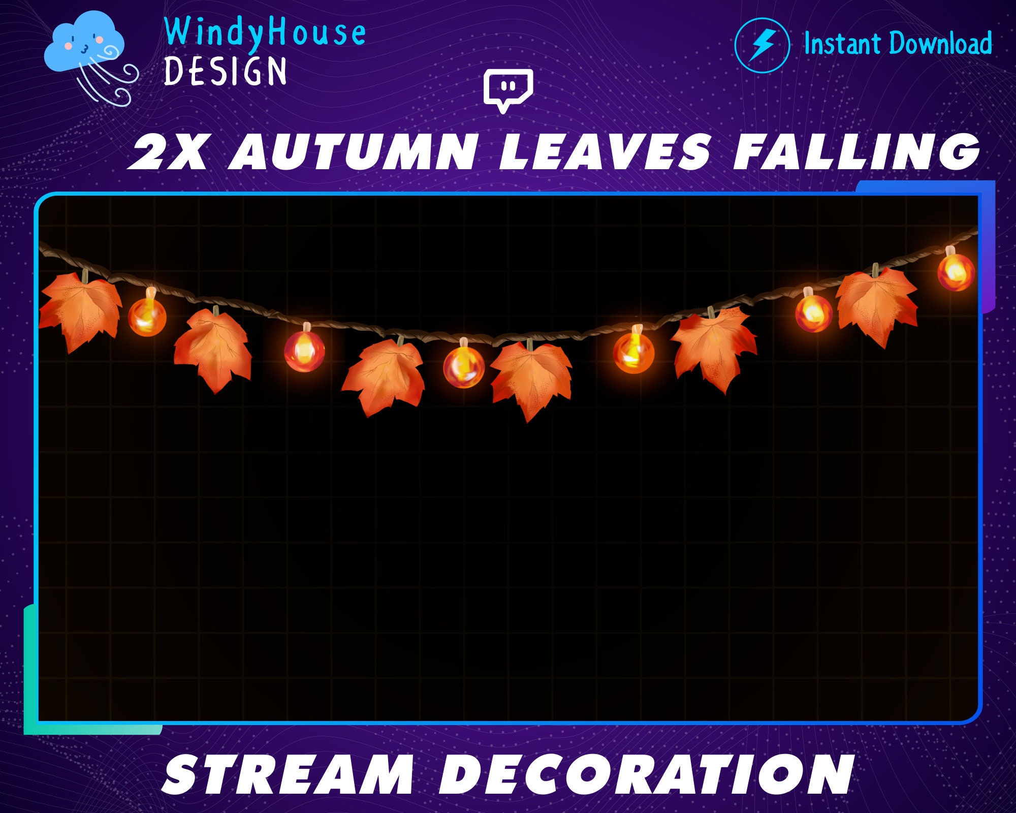 2x Animated Autumn Leaves Lights Stream Decoration - Maple Leaf Overlay ...