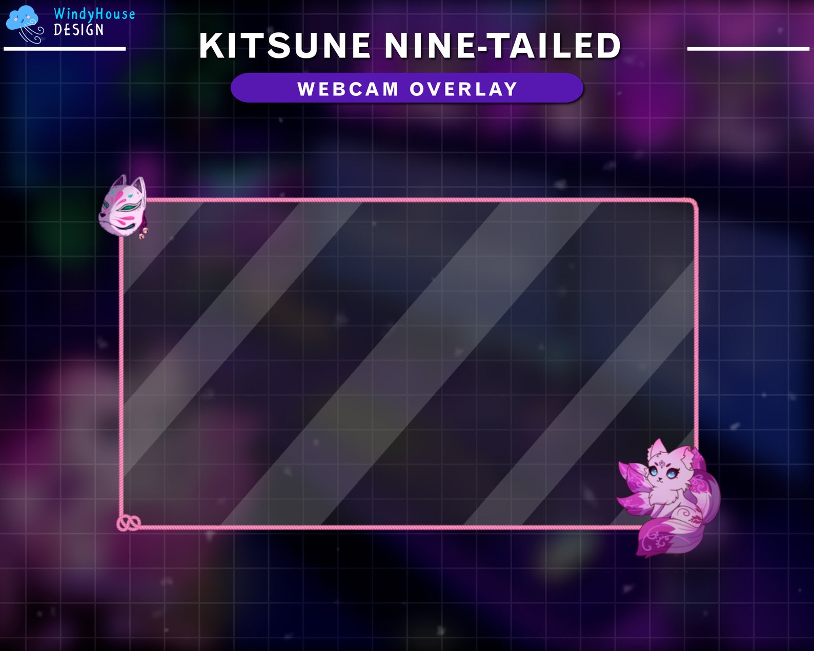Animated Webcam Overlay Aesthetic Nine-tailed Fox, Kitsune Mask Sakura ...