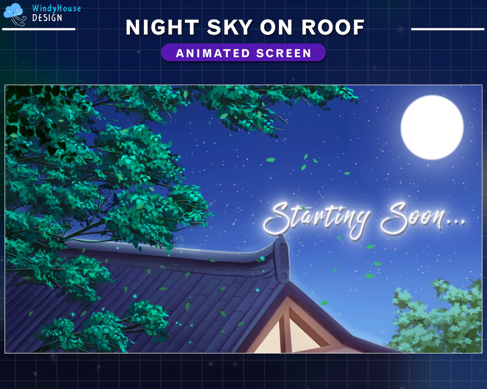 Animated Stream Screens Night Sky on Roof, Animated Twitch Screens ...