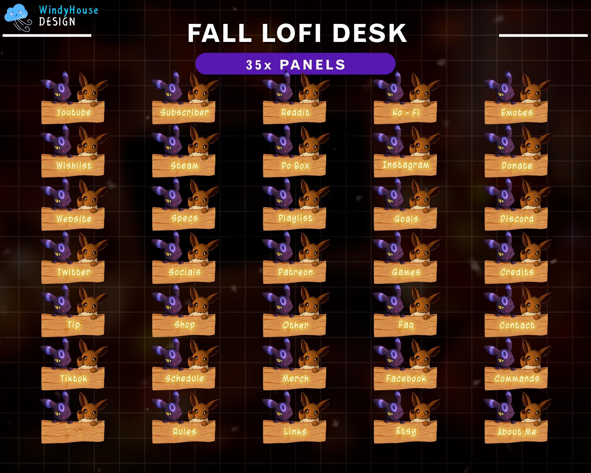 Eevee and Umbreon Twitch Panels, Cute Stream Panels for Twitch, Youtube ...
