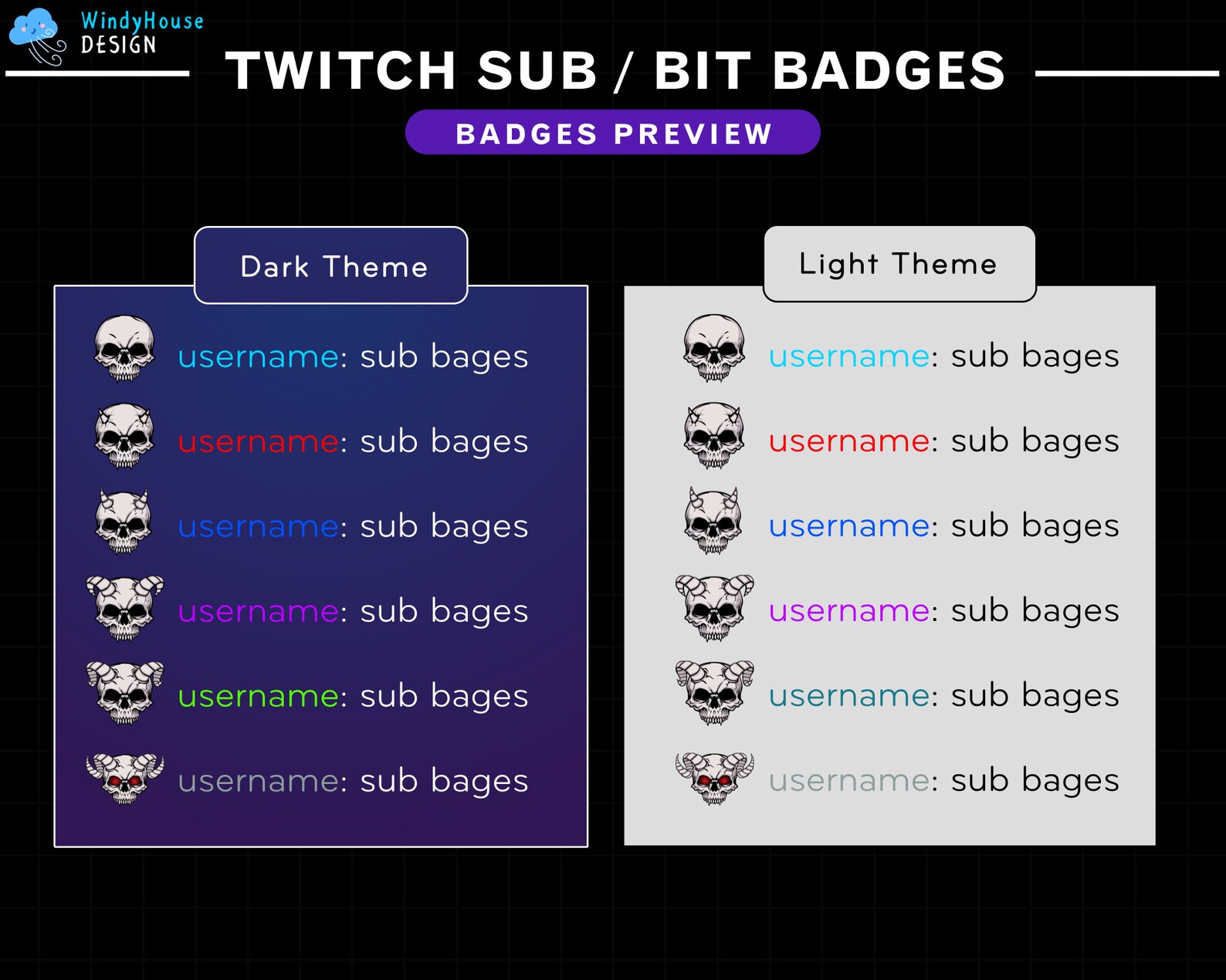Full Set 30x Skull Demon Twitch Bit Badges, Skull Twitch Sub Badges ...