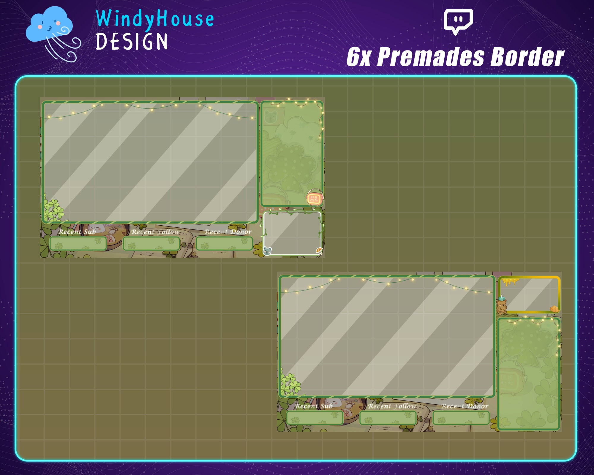 Cozy Twitch Overlay Stream Package Clover Lofi Desk Stream - Etsy