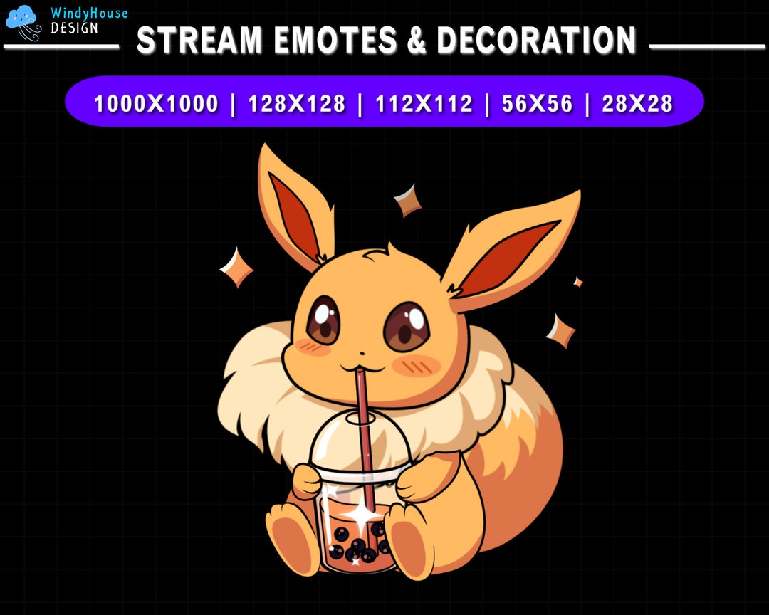Animated Eevee Drink Boba Tea Twitch Emote, Cute Kawaii Pokemon Stream ...