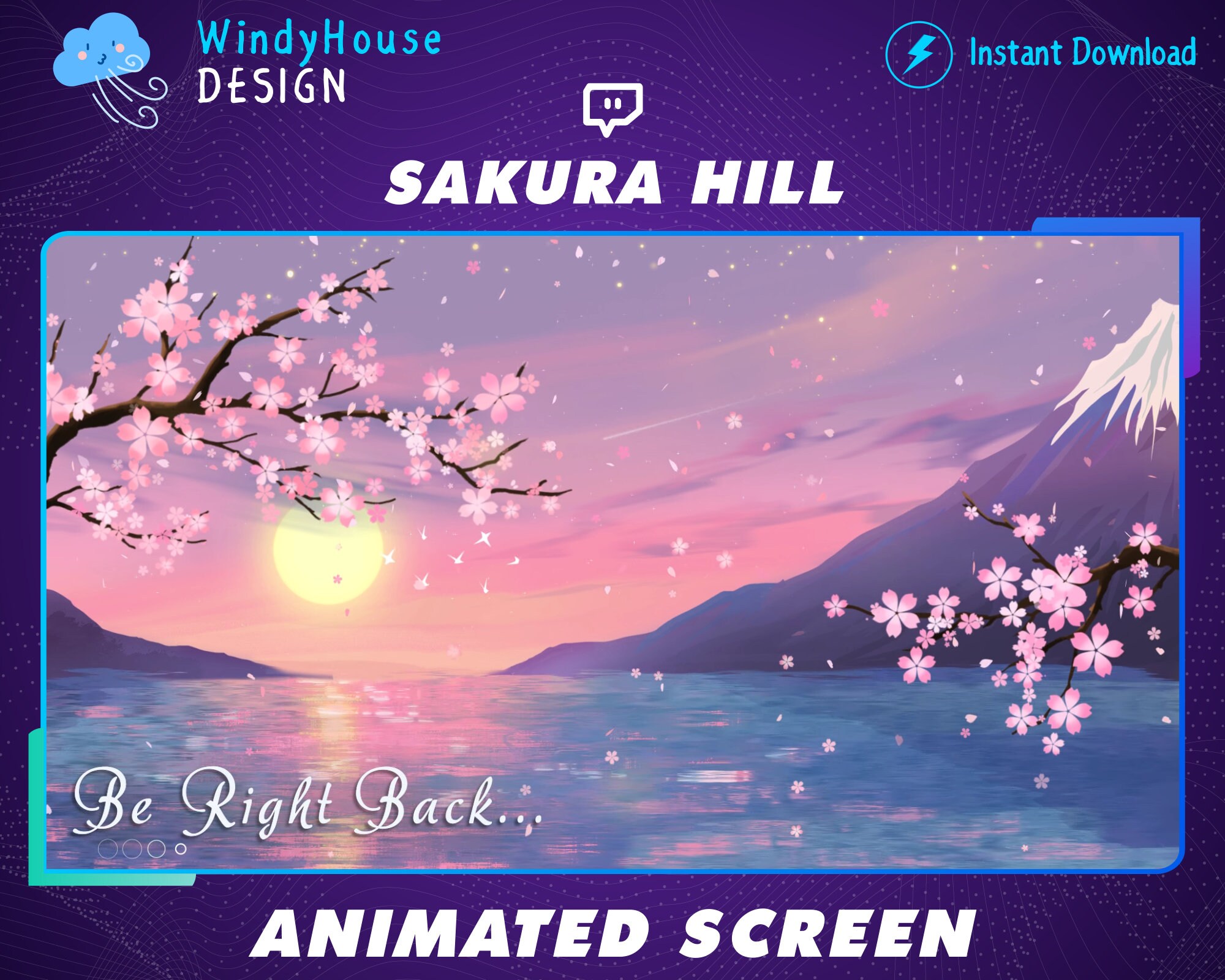 ANIMATED Sakura Hill Twitch Stream Screen, Sakura Twitch Overlays ...