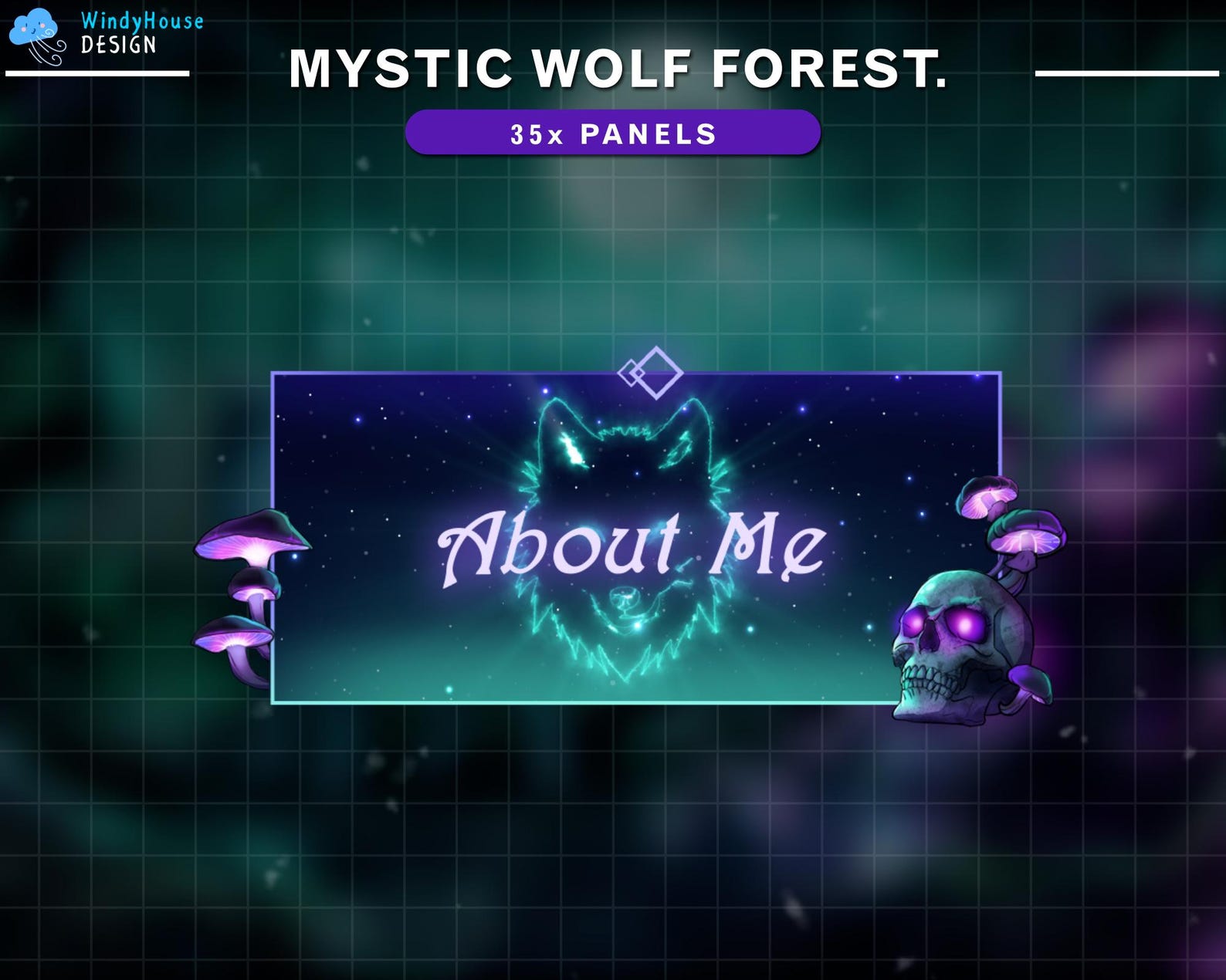 Animated Stream Package Mystic Wolf Moon in Forest, Witchy Twitch ...