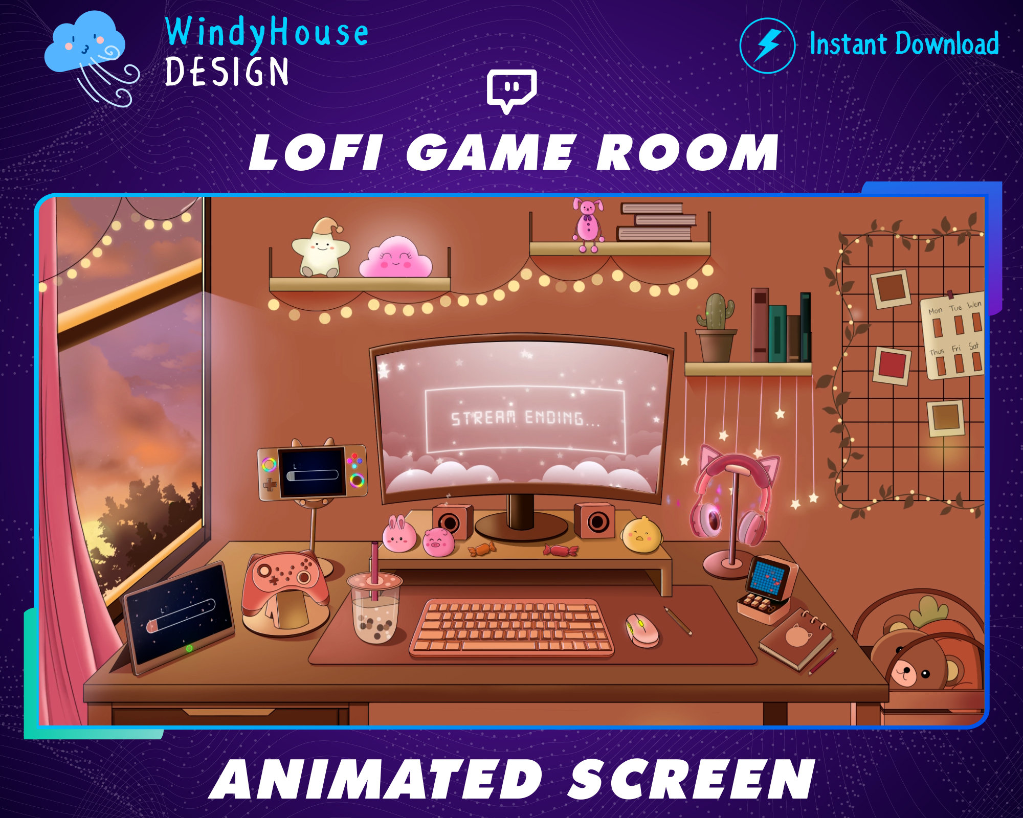 Animated Cozy Gaming Room Twitch Stream Screens, Aesthetic Gaming PC ...