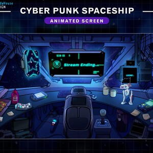Animated Stream Screen Cyber Punk Spaceship, Cyber Room Twitch Overlay ...