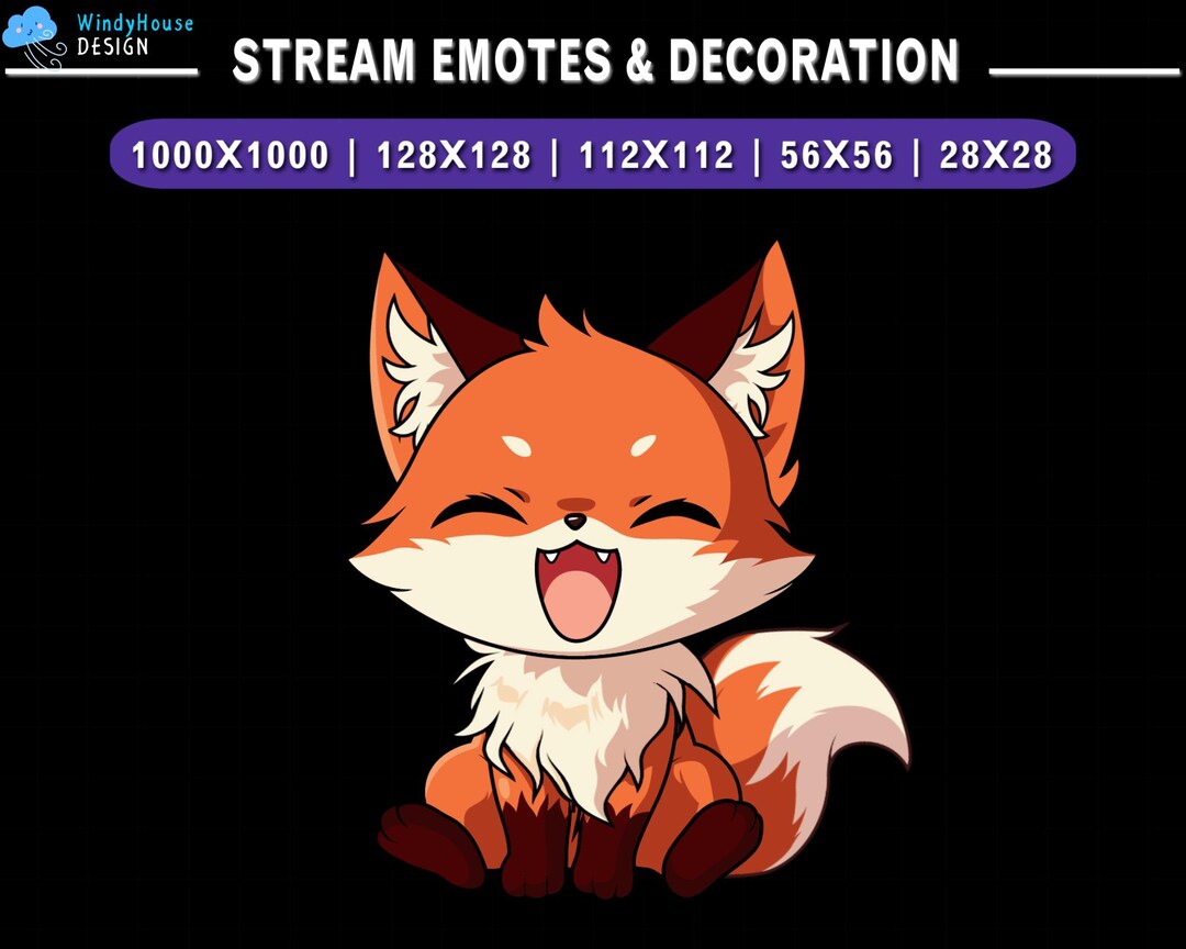Happy Fox Animated Twitch Emote, Cute Fox Discord Emote for Streamers ...