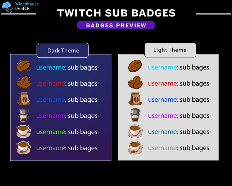 12x Coffee Mugs Twitch Sub Bit Badges/ Coffee Twitch Badges Set/ Coffee ...