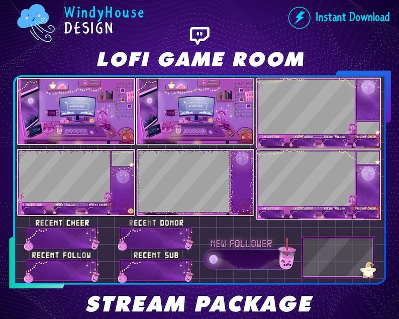 Animated Cozy Gaming Room Twitch Stream Package, Aesthetic Twitch ...