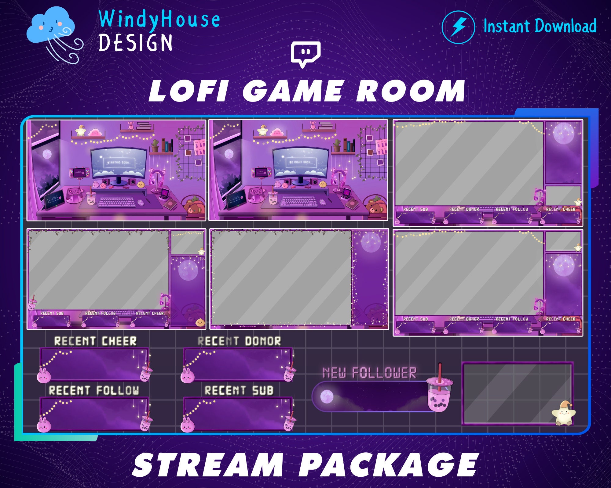 Animated Cozy Gaming Room Twitch Stream Package, Aesthetic Twitch ...