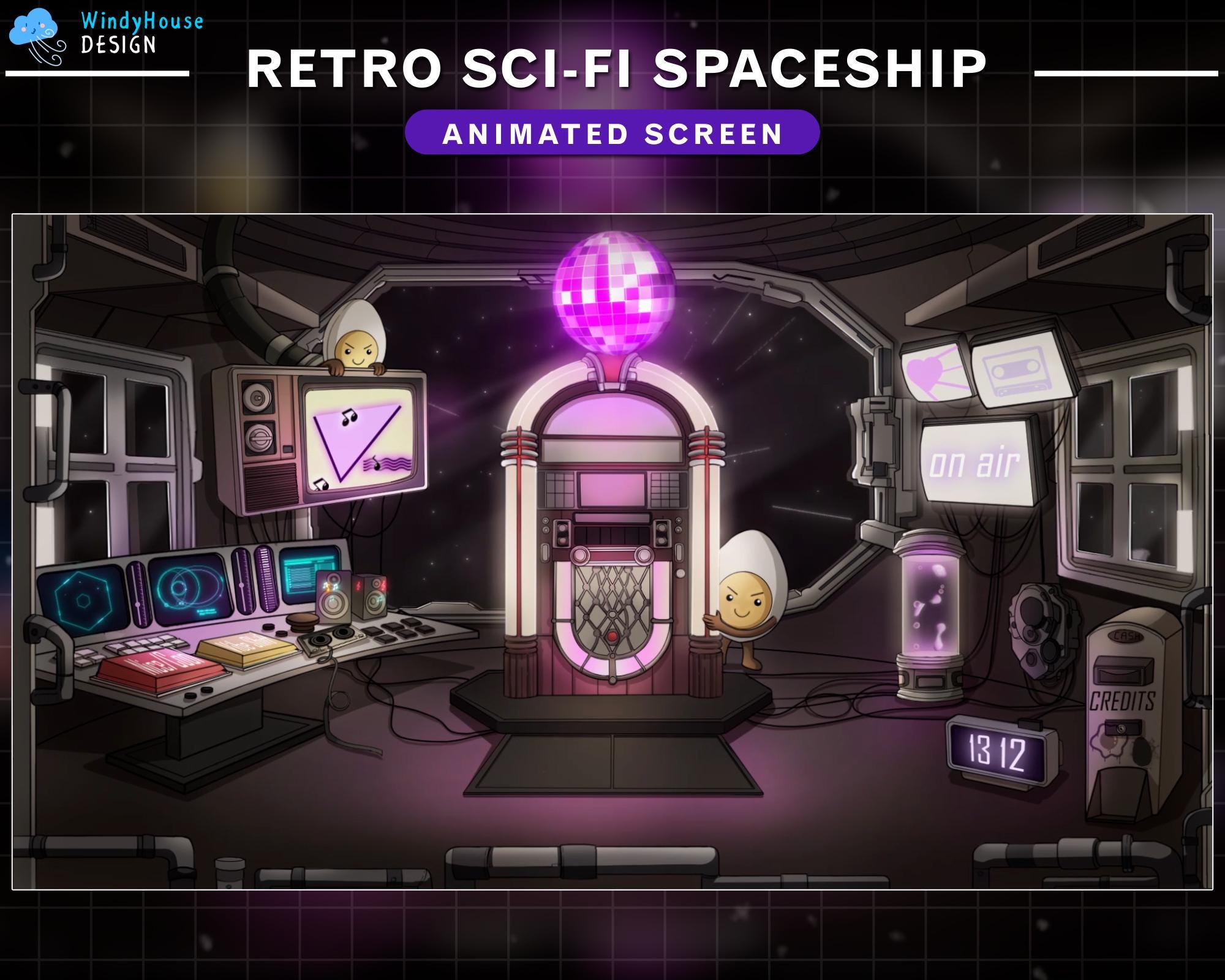 Retro Sci-fi Animated Twitch Overlay, Galaxy Stream Screens With Space ...