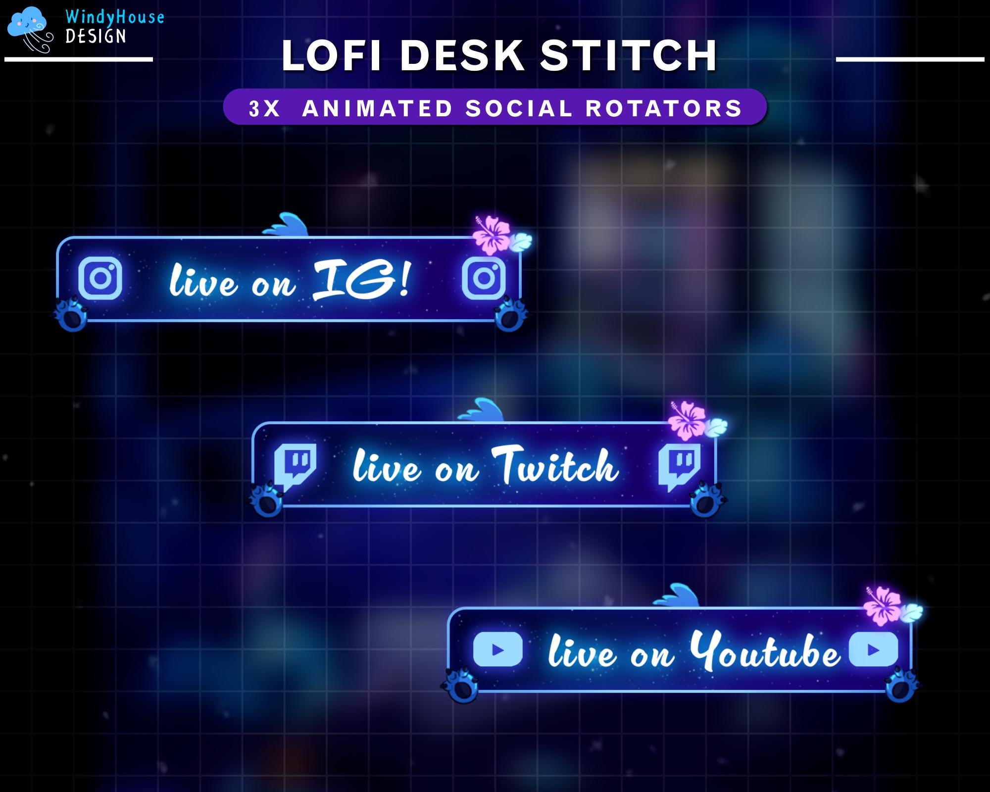 Animated Lo-fi Stitch Stream Package: Cozy Game Room Overlay - Etsy