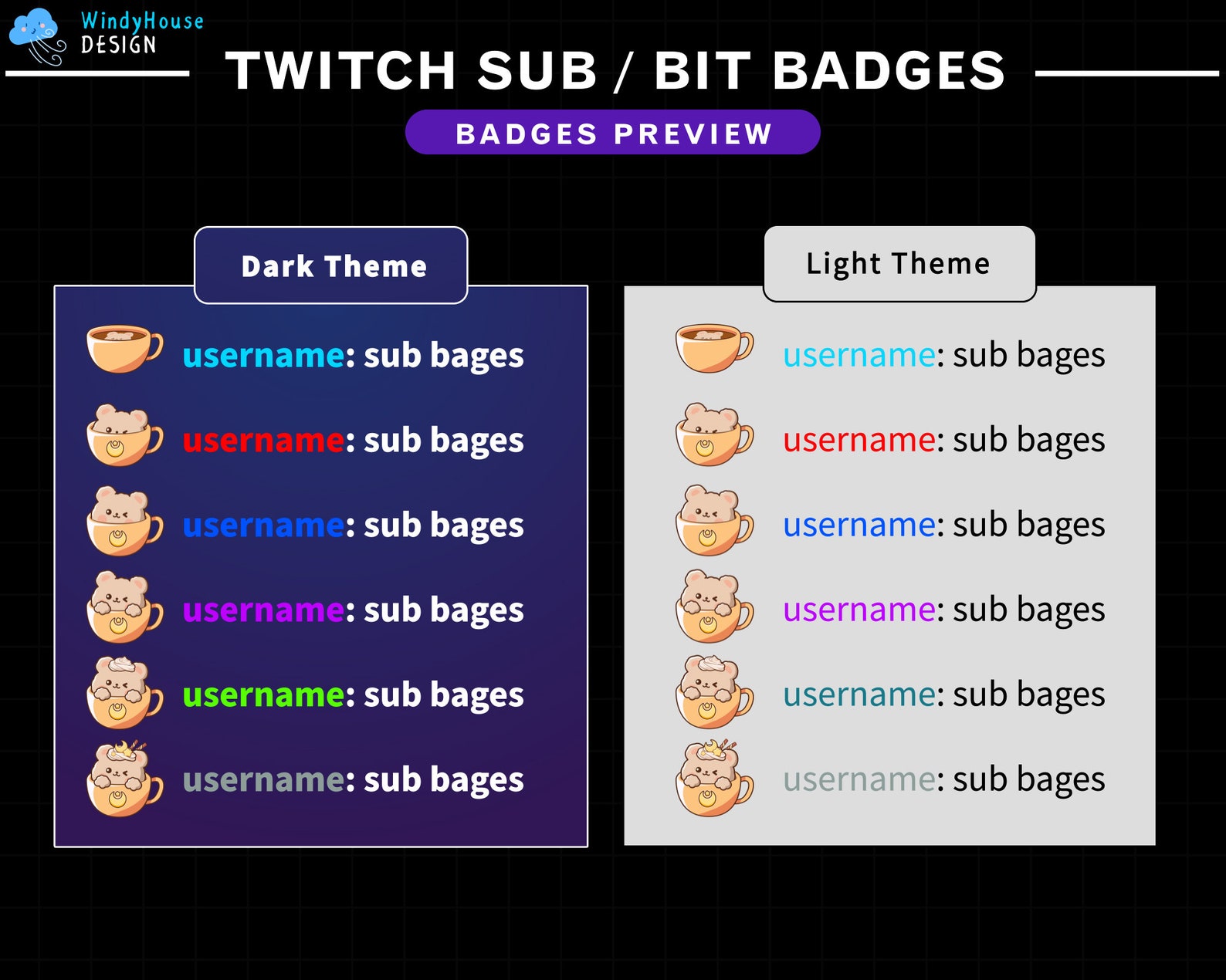 30x Rainbow Bear Cups Twitch Sub Bit Badges, Cute Bear Sub Bit Badges ...