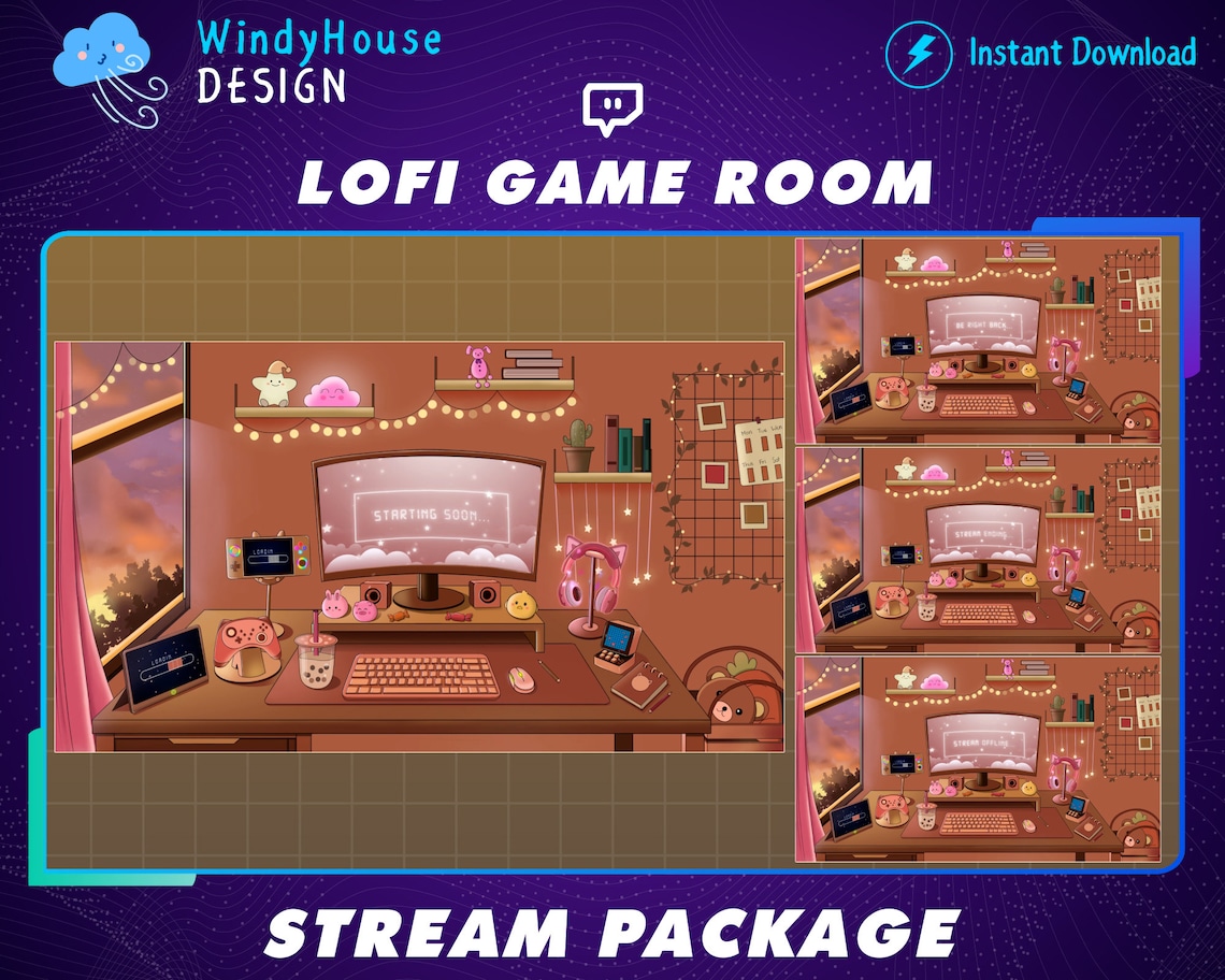 Animated Cozy Gaming Room Stream Package Aesthetic Gaming PC - Etsy