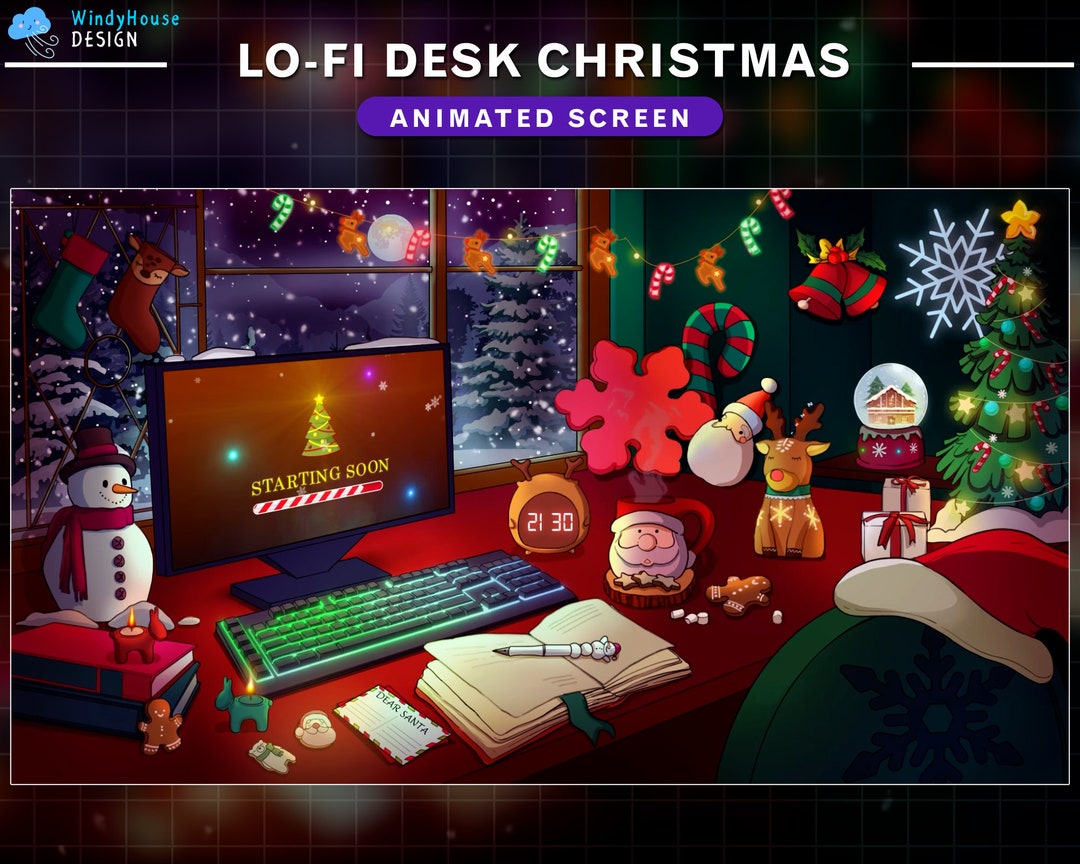 Animated Twitch Screens Christmas Desk, Winter Room Stream Screens With ...