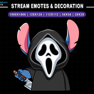 Animated Stitch Assassin Twitch Emote, Stitch Emotes, Halloween Stream ...