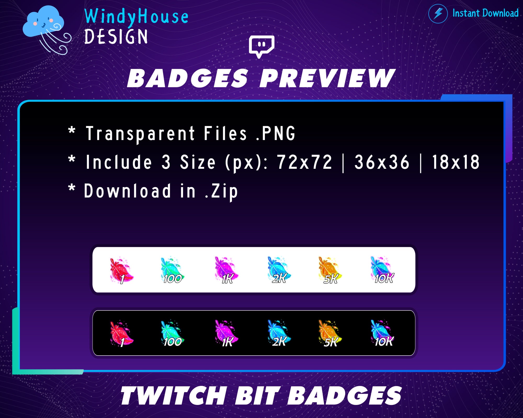 30x Feather Twitch Bit Badges / Complete Twitch Bit Badges - Etsy