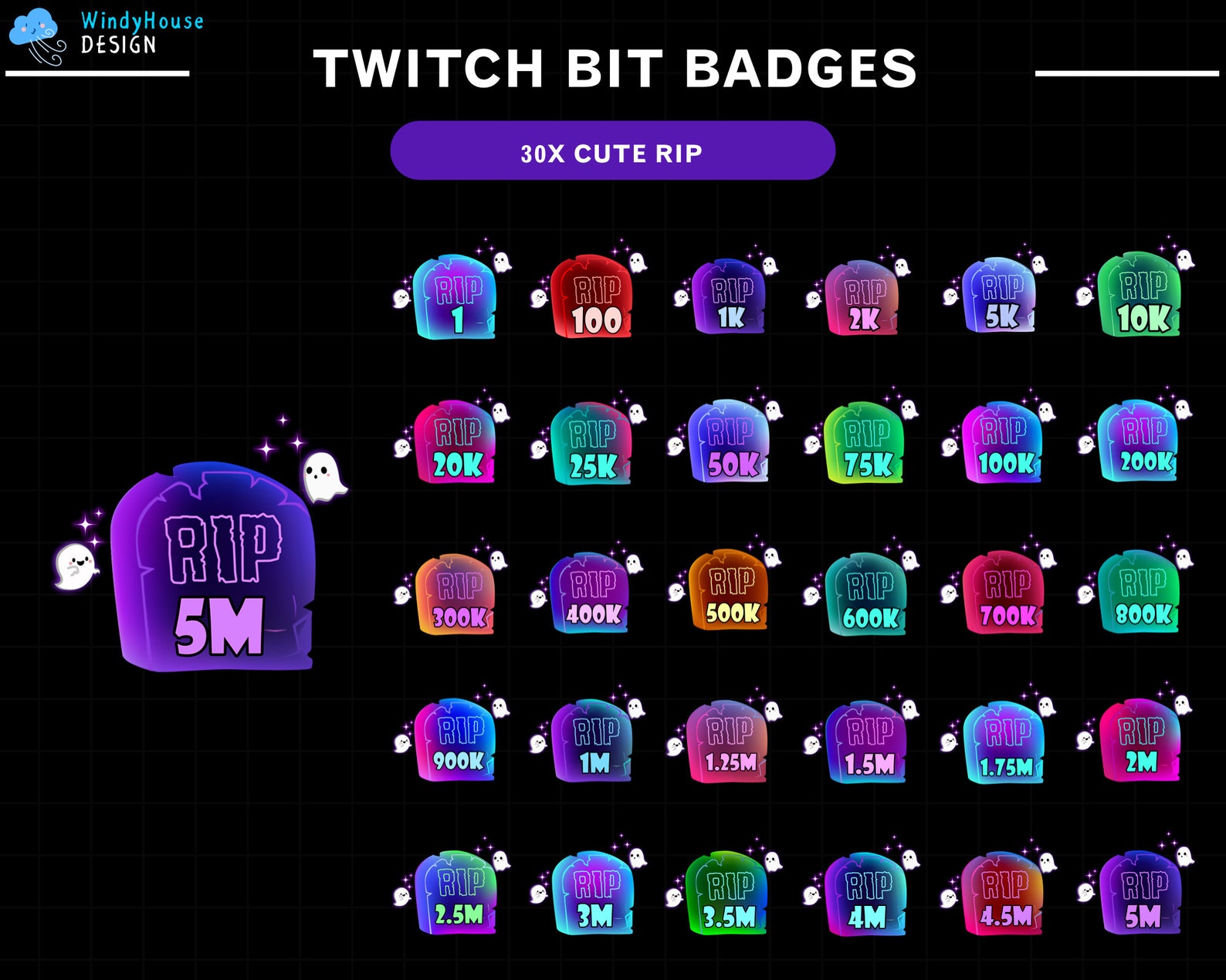 30x RIP Twitch Bit Badges / Complete Twitch Bit Badges Set/ - Etsy