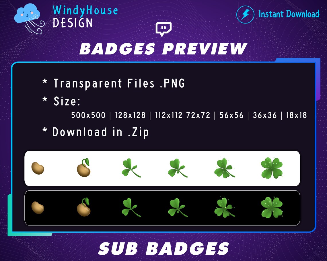 Four-leaf Clover Twitch Sub Badges Bit Badges Bit Loyalty - Etsy