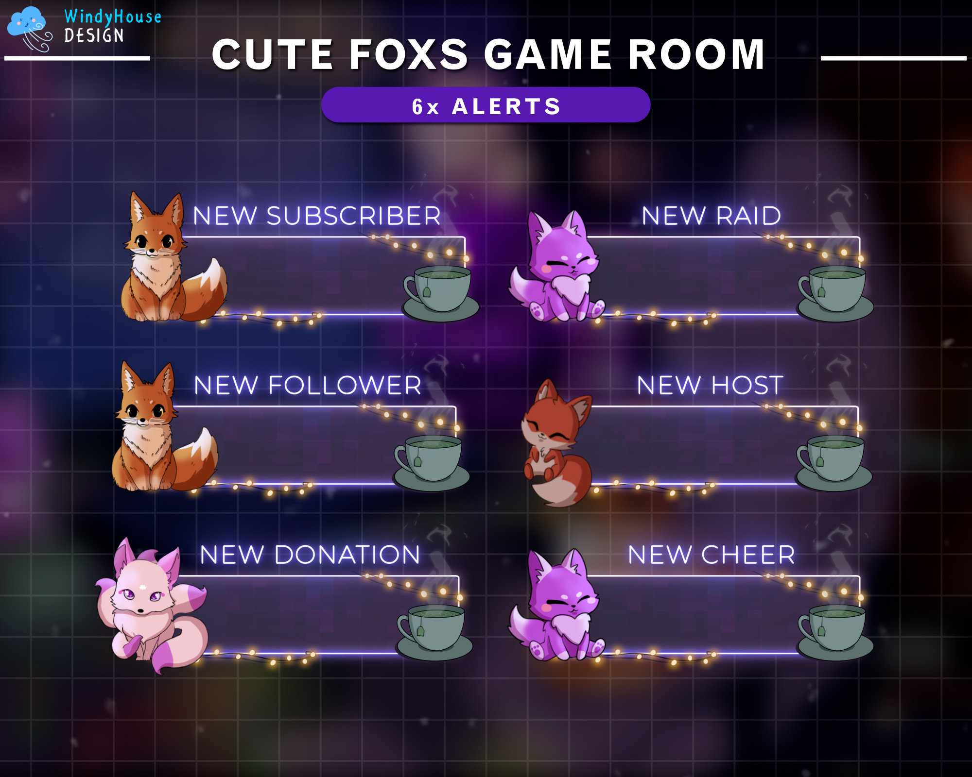 Animated Cute Fox Twitch Alerts, Cute Nine Tailed Fox Stream Alerts - Etsy