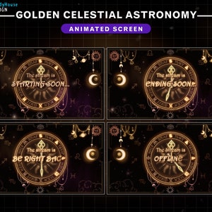 Animated Golden Celestial Astronomy Twitch Screens, Sun and Moon Tarot ...
