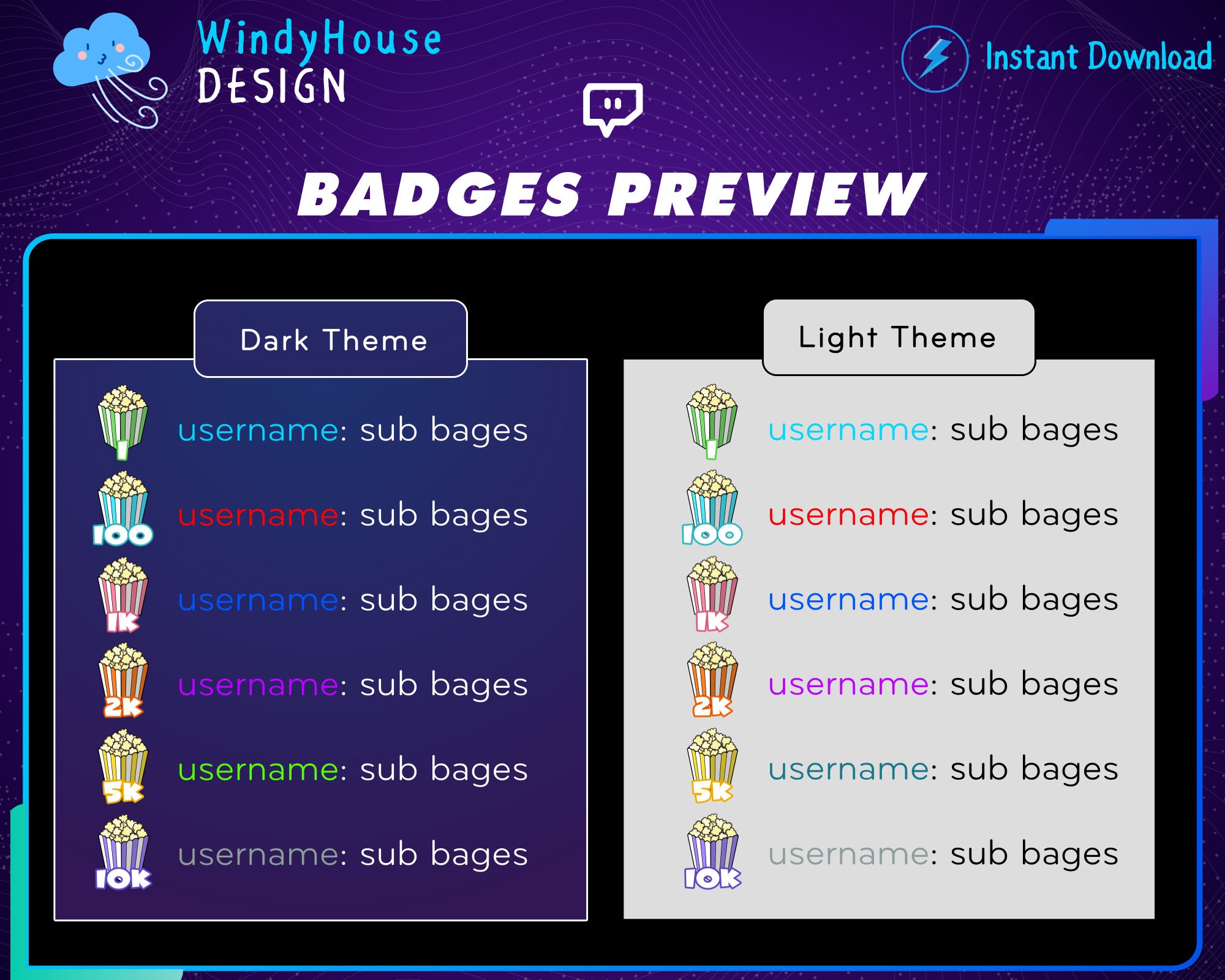 30x Popcorn Twitch Bit Badges, Full Twitch Bit Badges Set, Twitch Tier ...