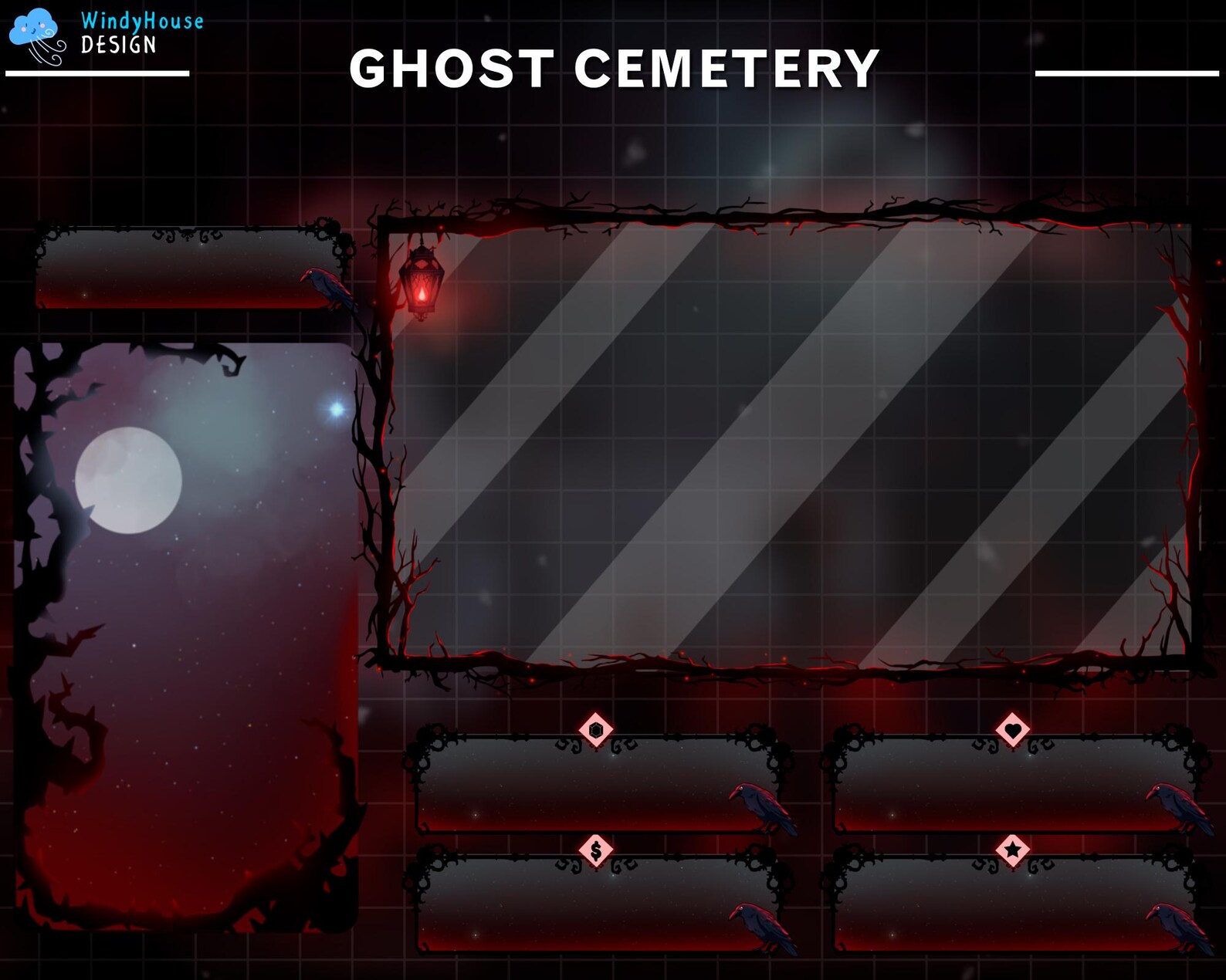 Animated Stream Package Cemetery Ghost , Halloween Twitch Overlay ...